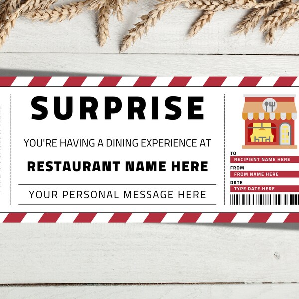 Meal Voucher Template - Etsy