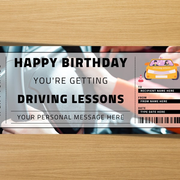 Driving Lessons Gift Voucher Template - Etsy Australia