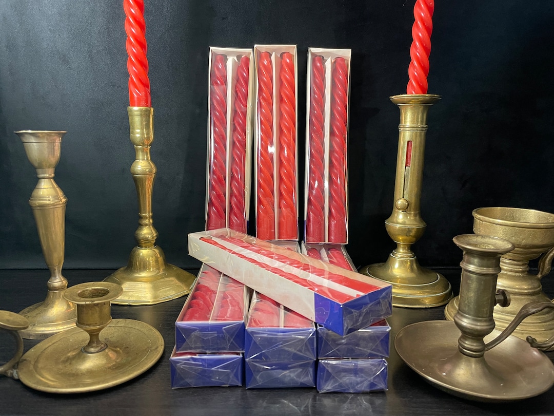 Old Red Twisted Candles - Etsy