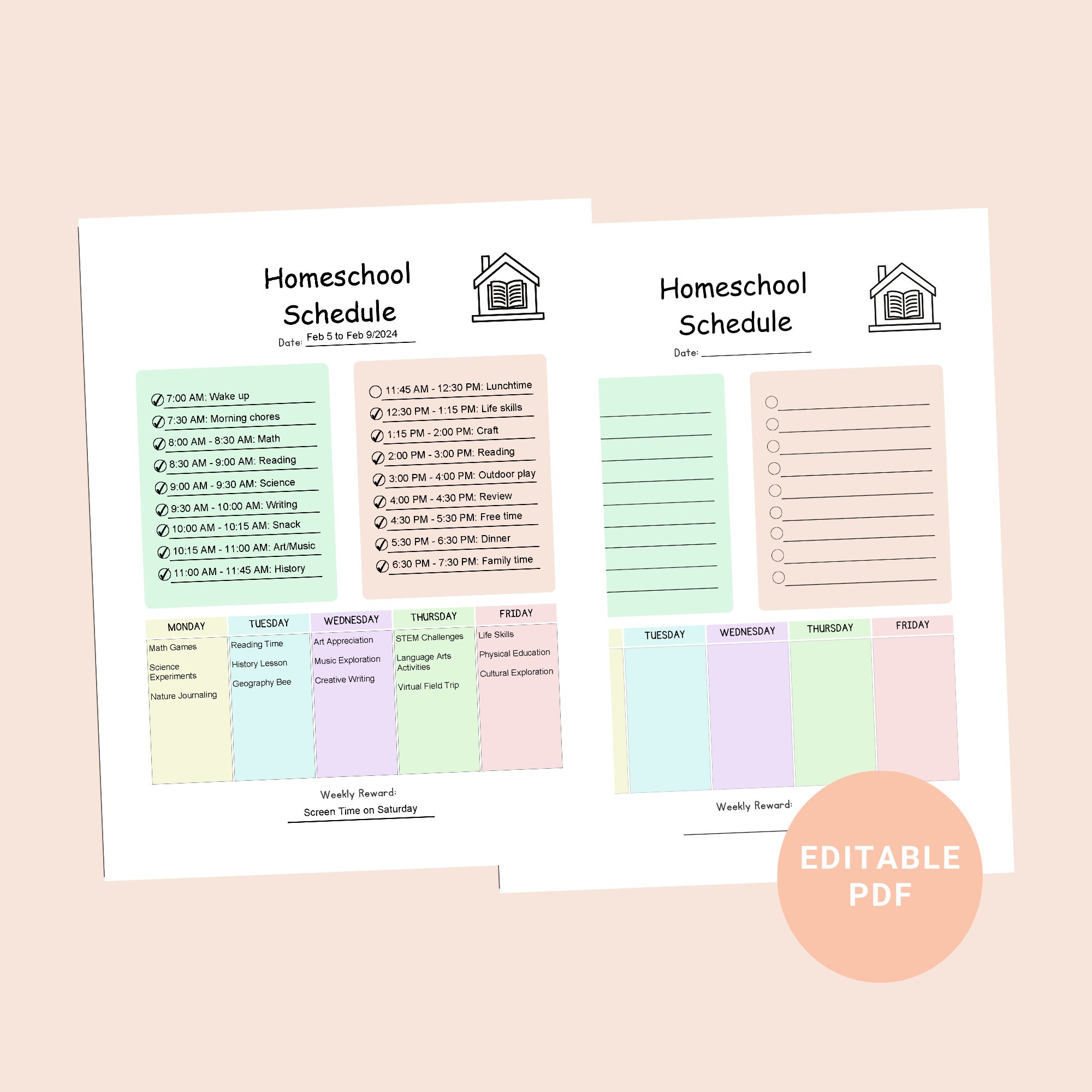 EDITABLE Homeschool Planner, Printable Daily Schedule, Organize Your ...