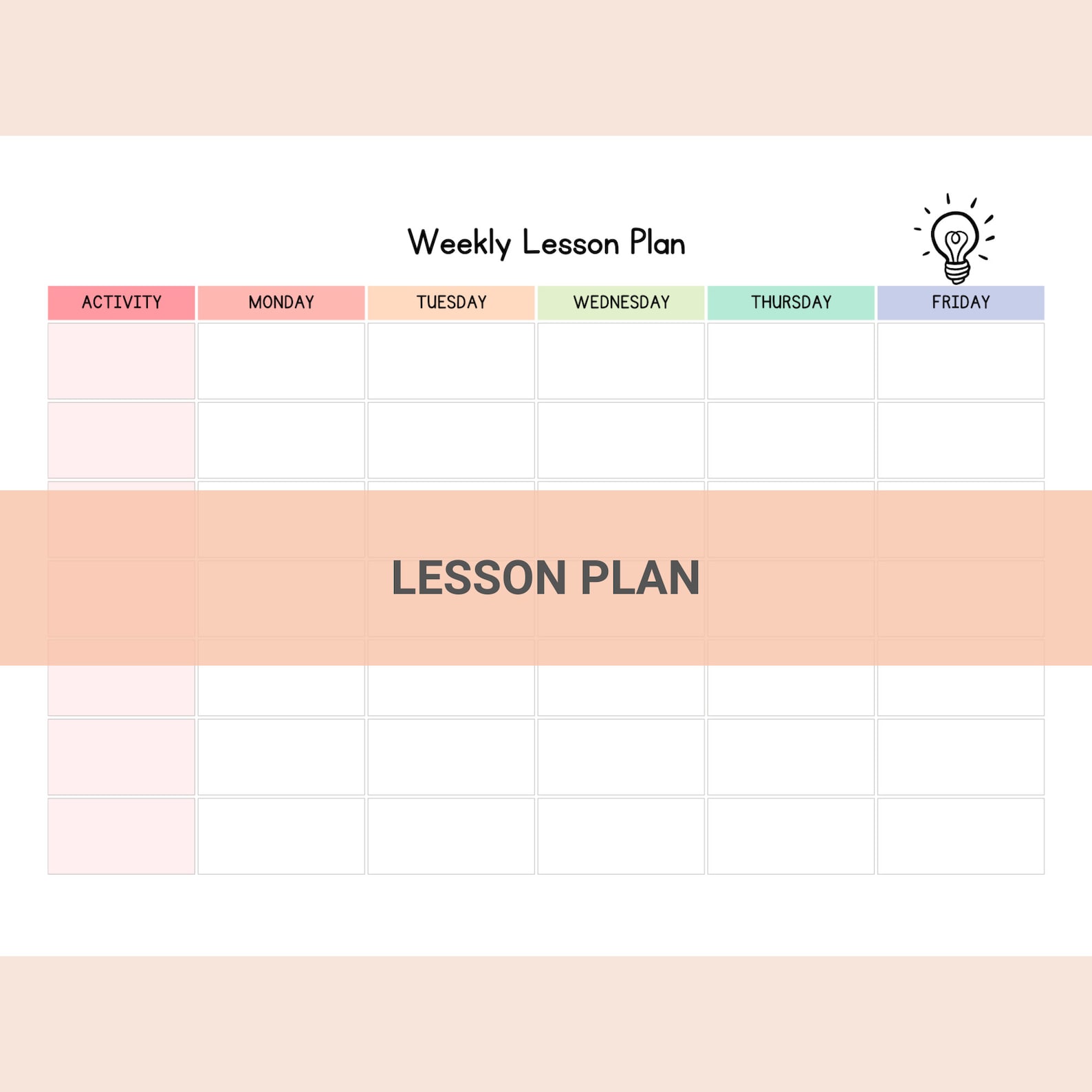 Editable Weekly Lesson Plan Template: Printable Teacher Planner (PDF ...