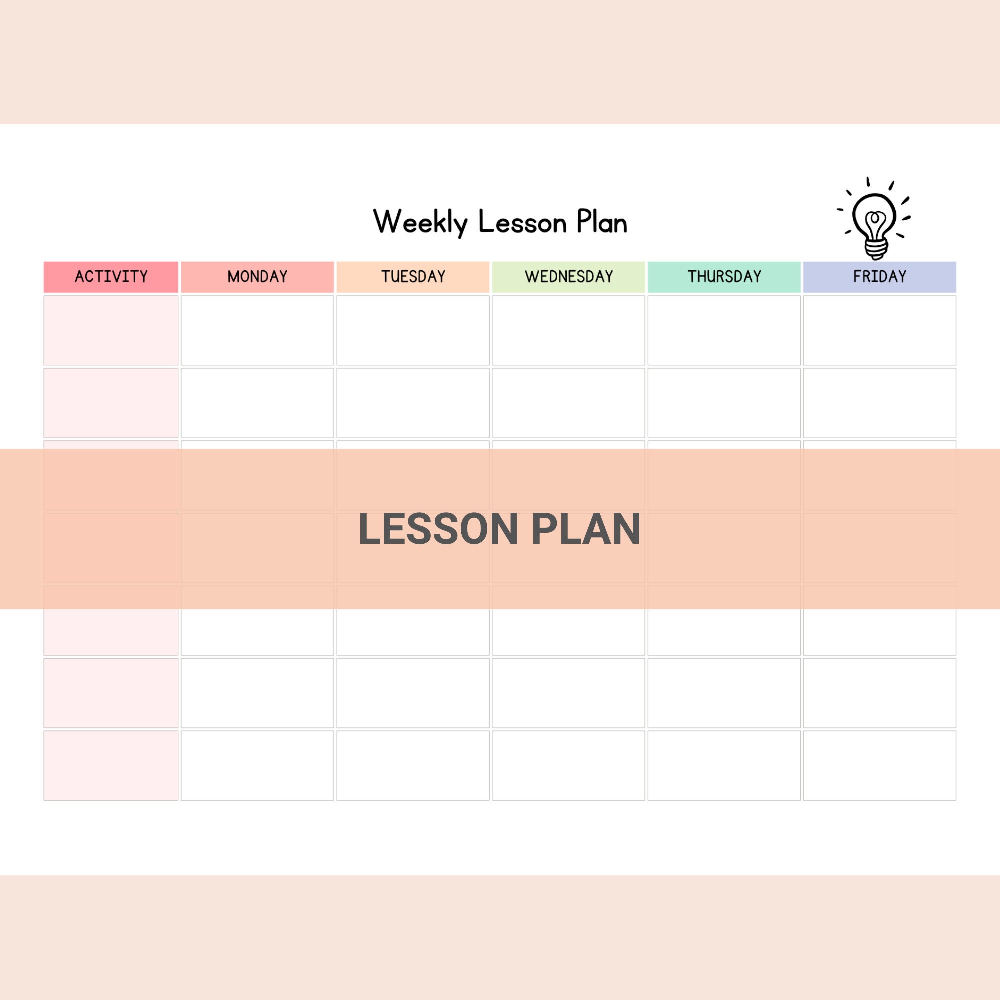 Editable Weekly Lesson Plan Template: Printable Teacher Planner (PDF ...