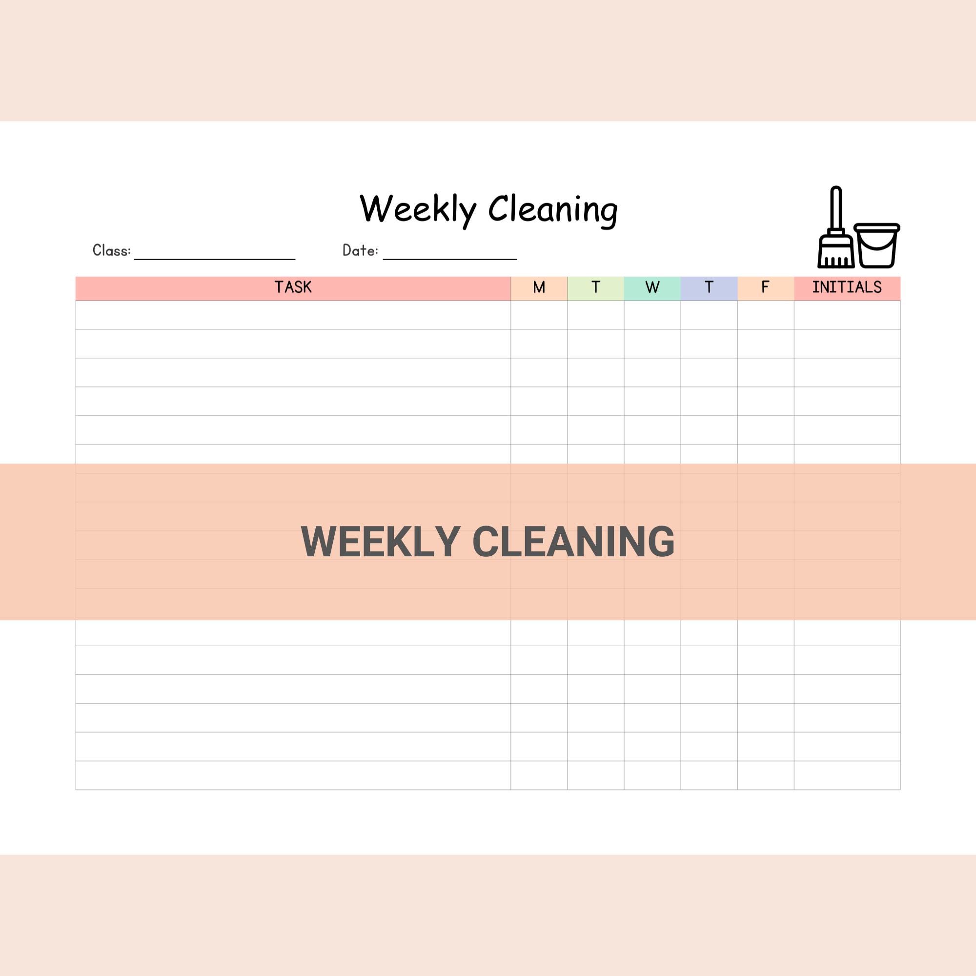 PRINTABLE Weekly Cleaning Checklist, Daycare Cleaning, Cleaning ...