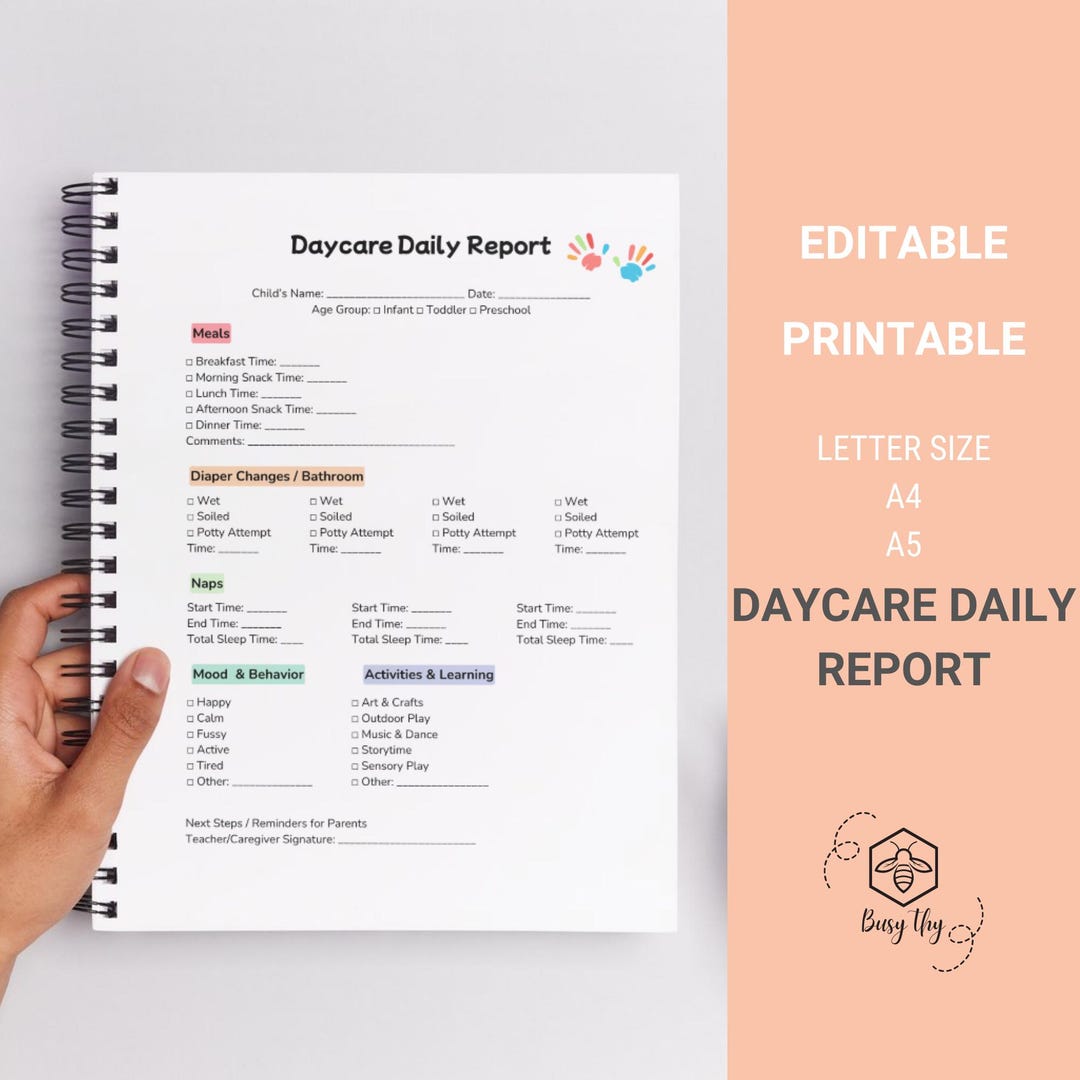 Printable Daycare Daily Report: Infant & Toddler Communication Log (PDF ...