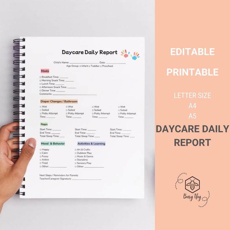 Printable Daycare Daily Report: Infant & Toddler Communication Log (PDF ...
