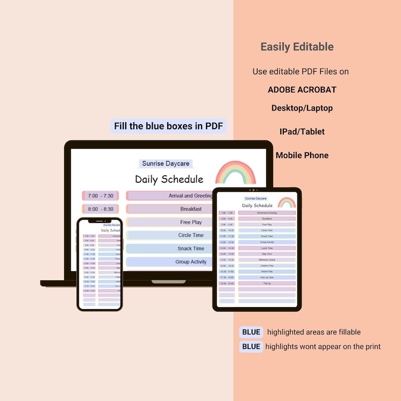 Editable Daycare Daily Schedule: Printable Classroom Planner (PDF) - Etsy