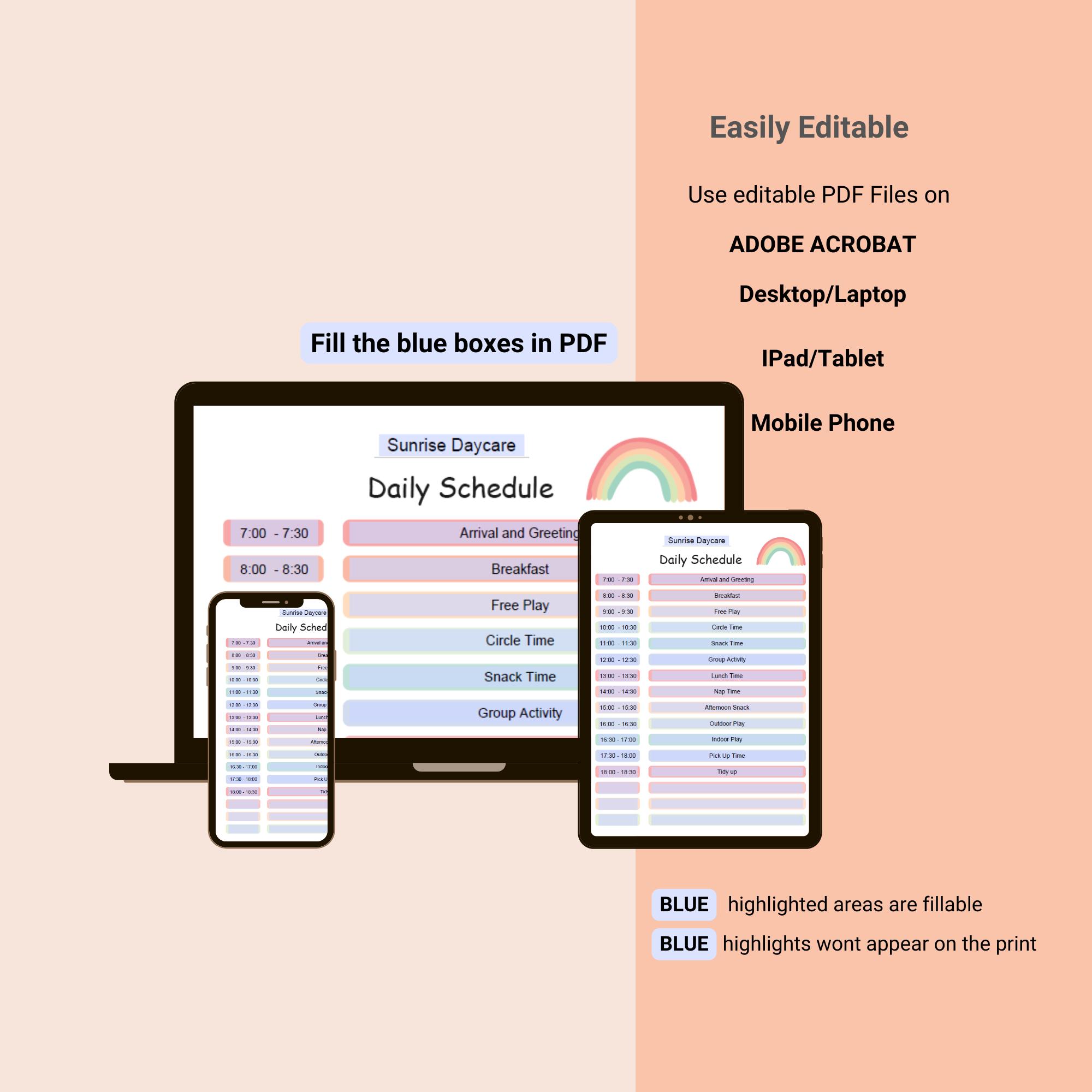 EDITABLE Daily Schedule, Daycare Schedule, Preschool Planner, Childcare ...