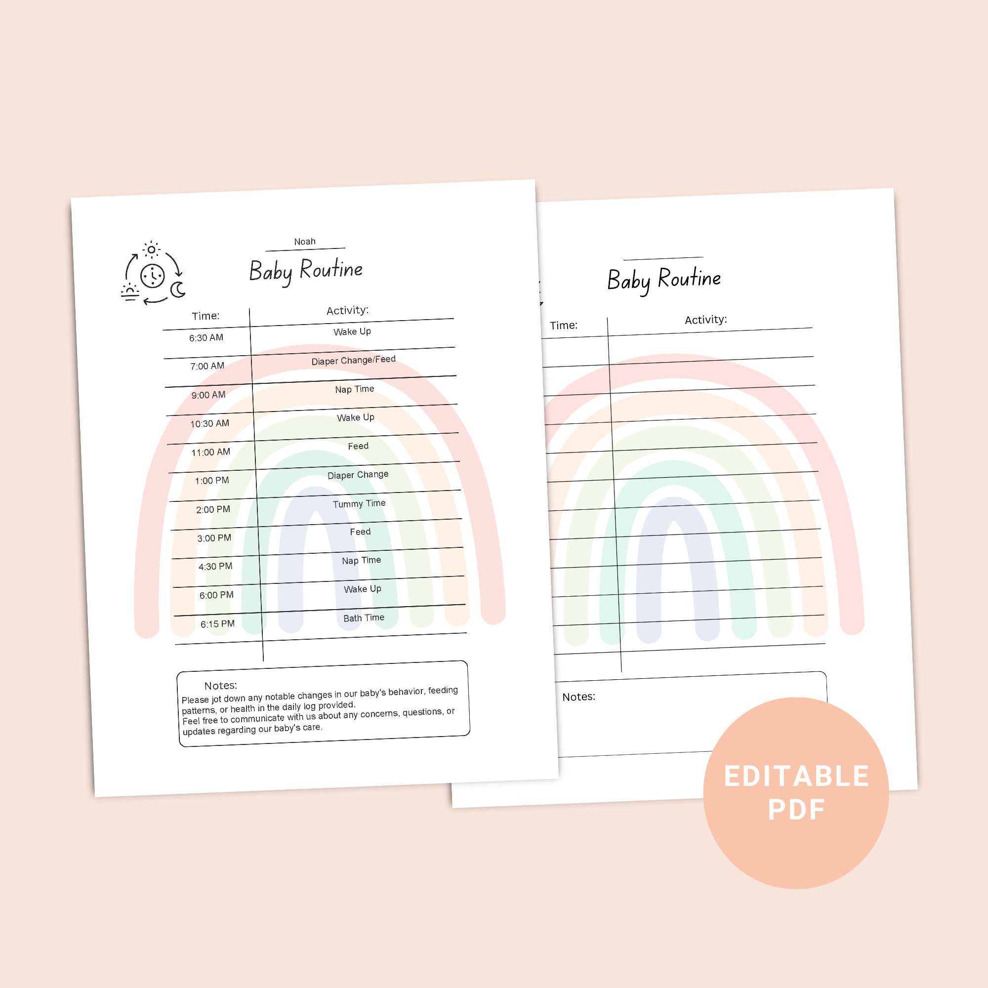 Editable Baby Schedule Template: Printable Infant Routine (PDF) - Etsy