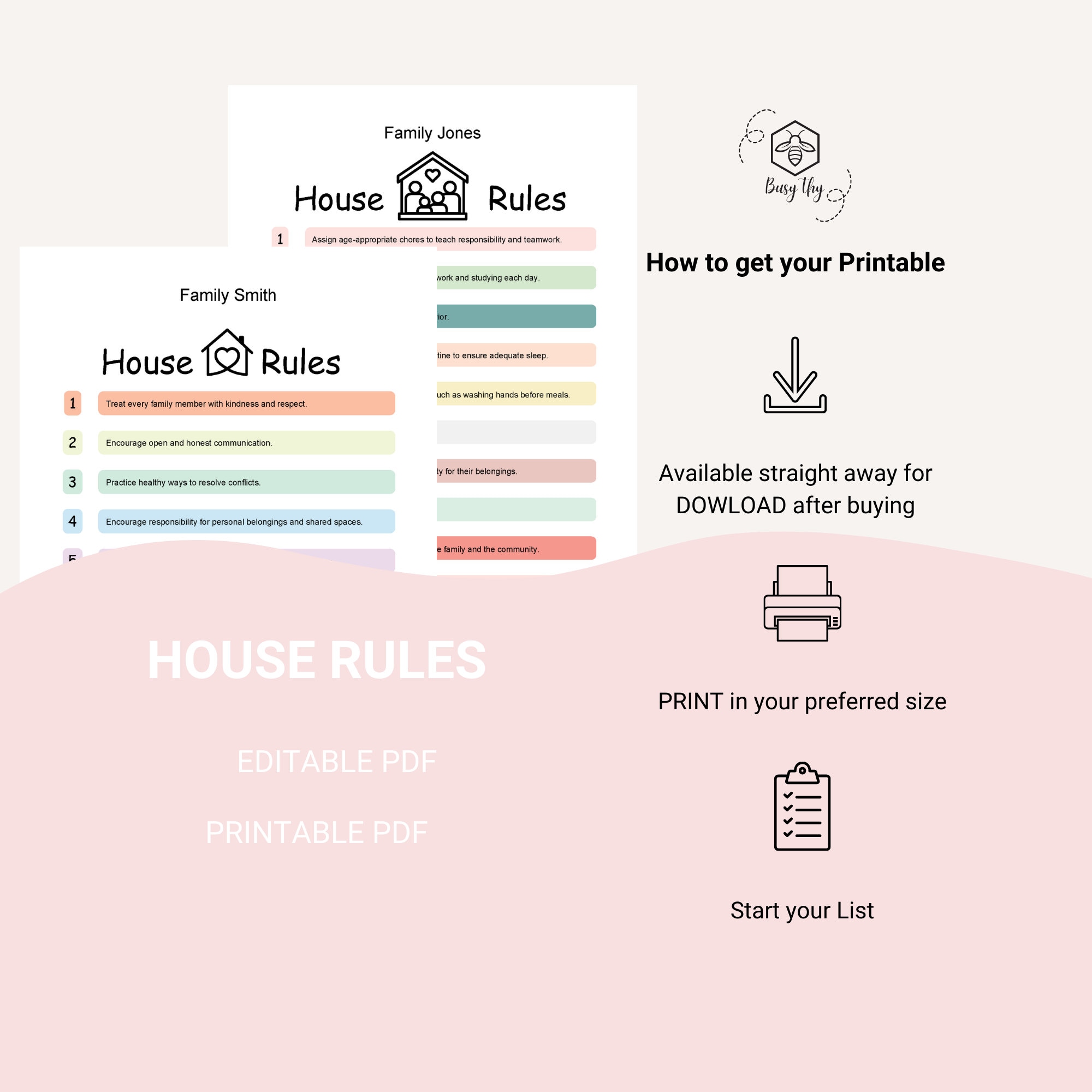 EDITABLE House Rules, Family Values, Home Decor, Customizable Rules ...