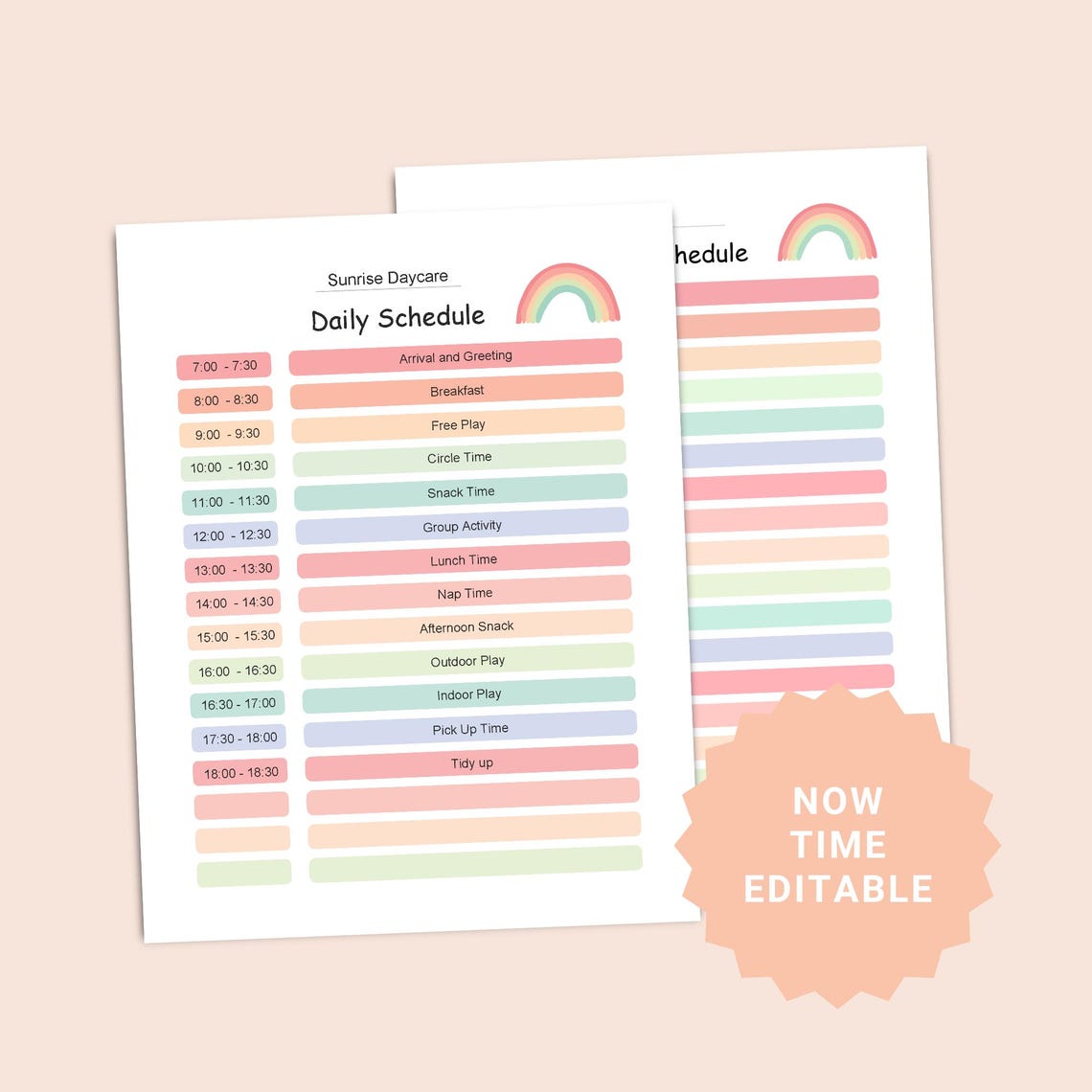 Editable Daycare Daily Schedule: Printable Classroom Planner (PDF) - Etsy
