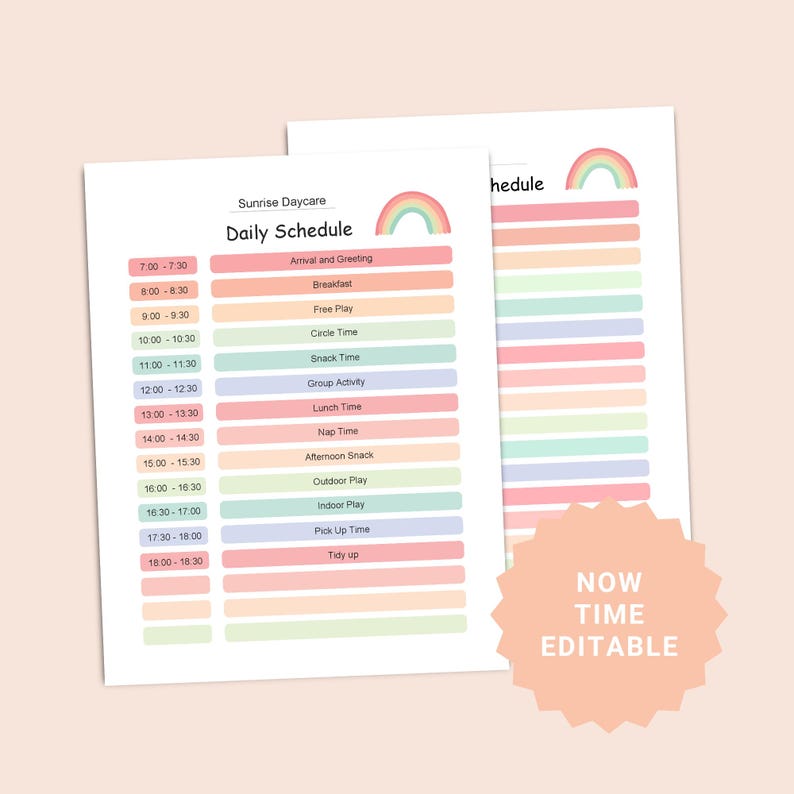 Editable Daycare Daily Schedule: Printable Classroom Planner (PDF) - Etsy
