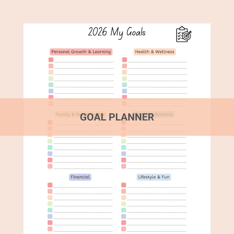 2026 Goal Planner Printable | New Year Resolutions Template (PDF) - Etsy