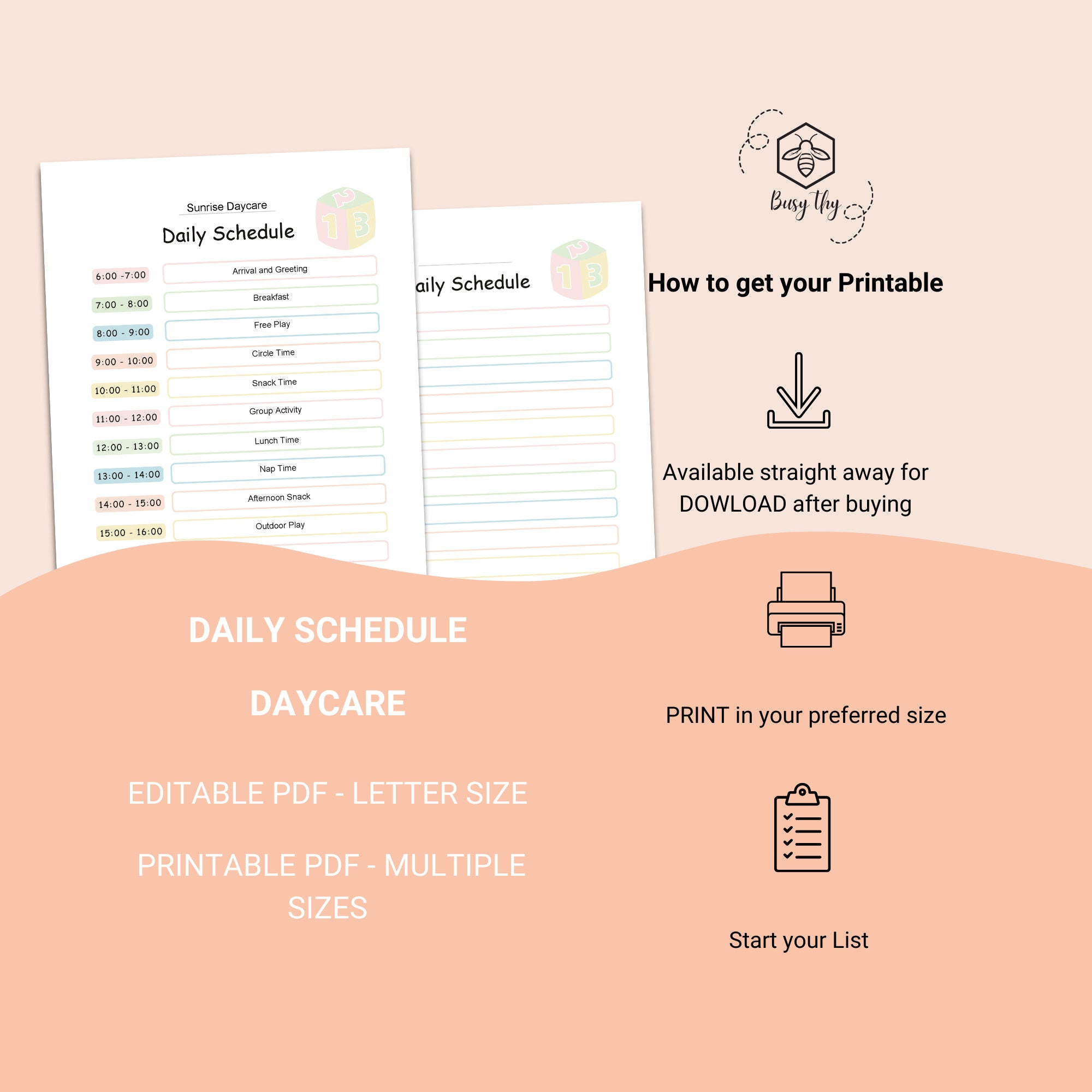 EDITABLE Daycare Planner, Daily Schedule, Daycare Routine, Home Daycare ...