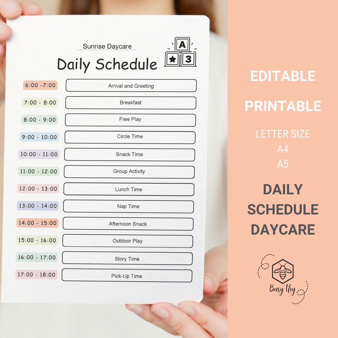 EDITABLE Daycare Planner, Daily Schedule, Daycare Routine, Home Daycare ...