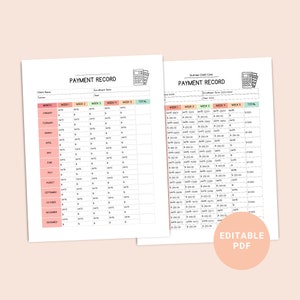 Editable Daycare Payment Tracker: Printable Record (letter/a4) - Etsy