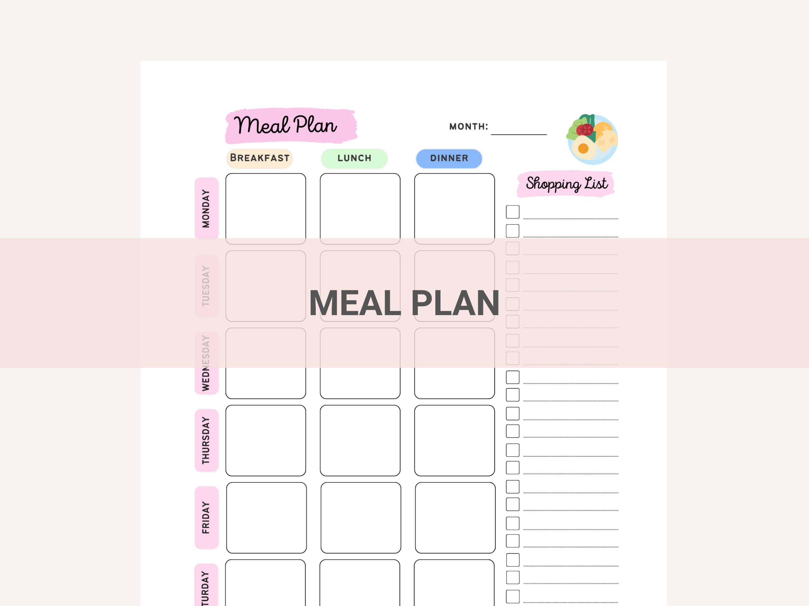 EDITABLE Meal Planner Printable Week Meal Planner Menu Plan - Etsy Canada