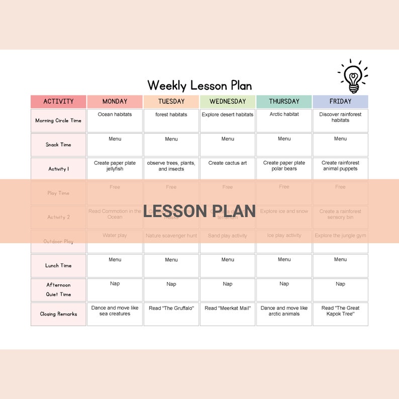 Editable Weekly Lesson Plan Template: Printable Teacher Planner (PDF ...