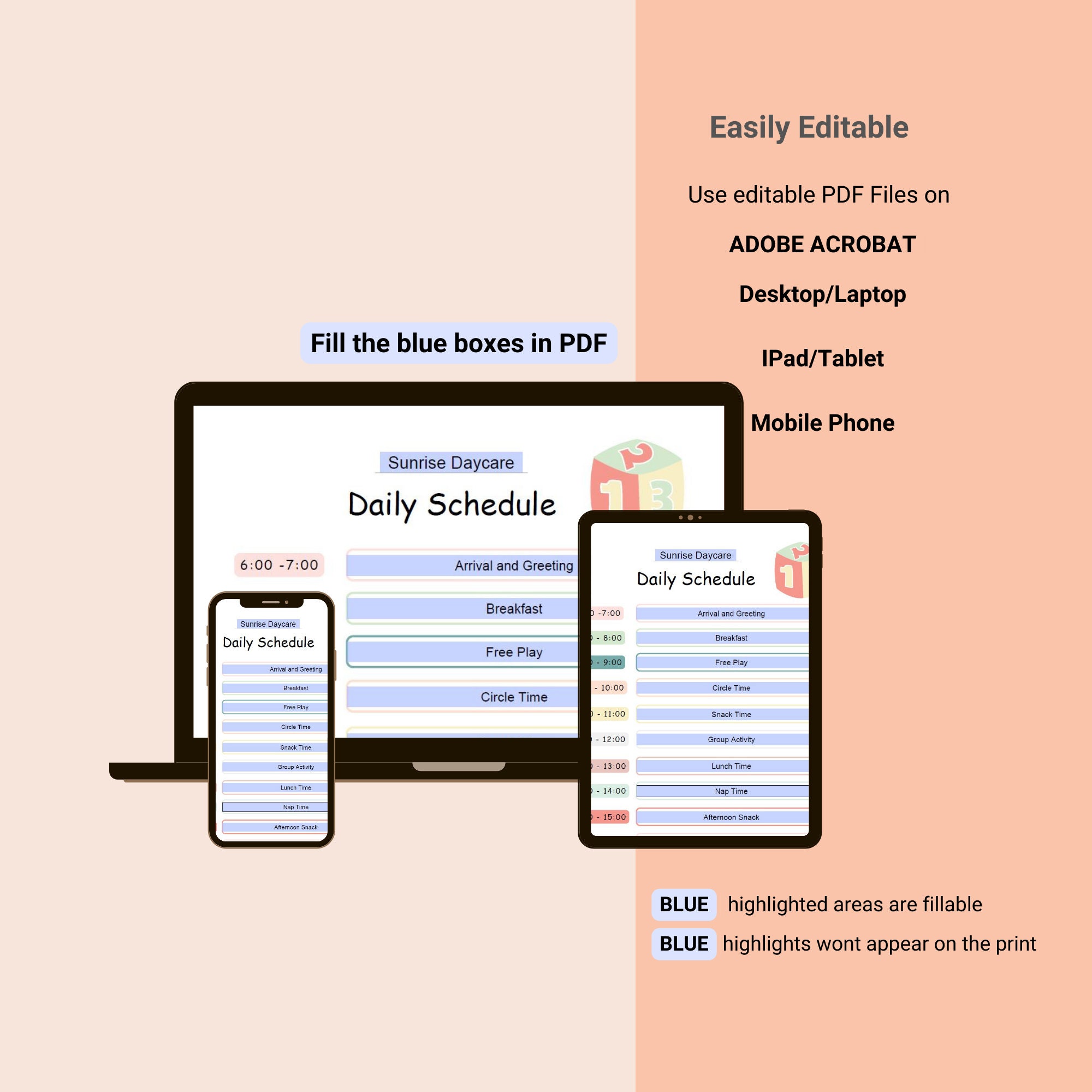 EDITABLE Daycare Planner Daily Schedule Daycare Routine - Etsy