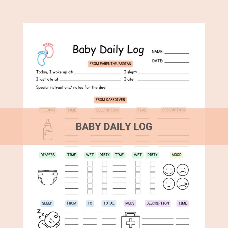 EDITABLE Baby Daily Log, Infant Daily Log, Toddler Daily Report, Baby ...