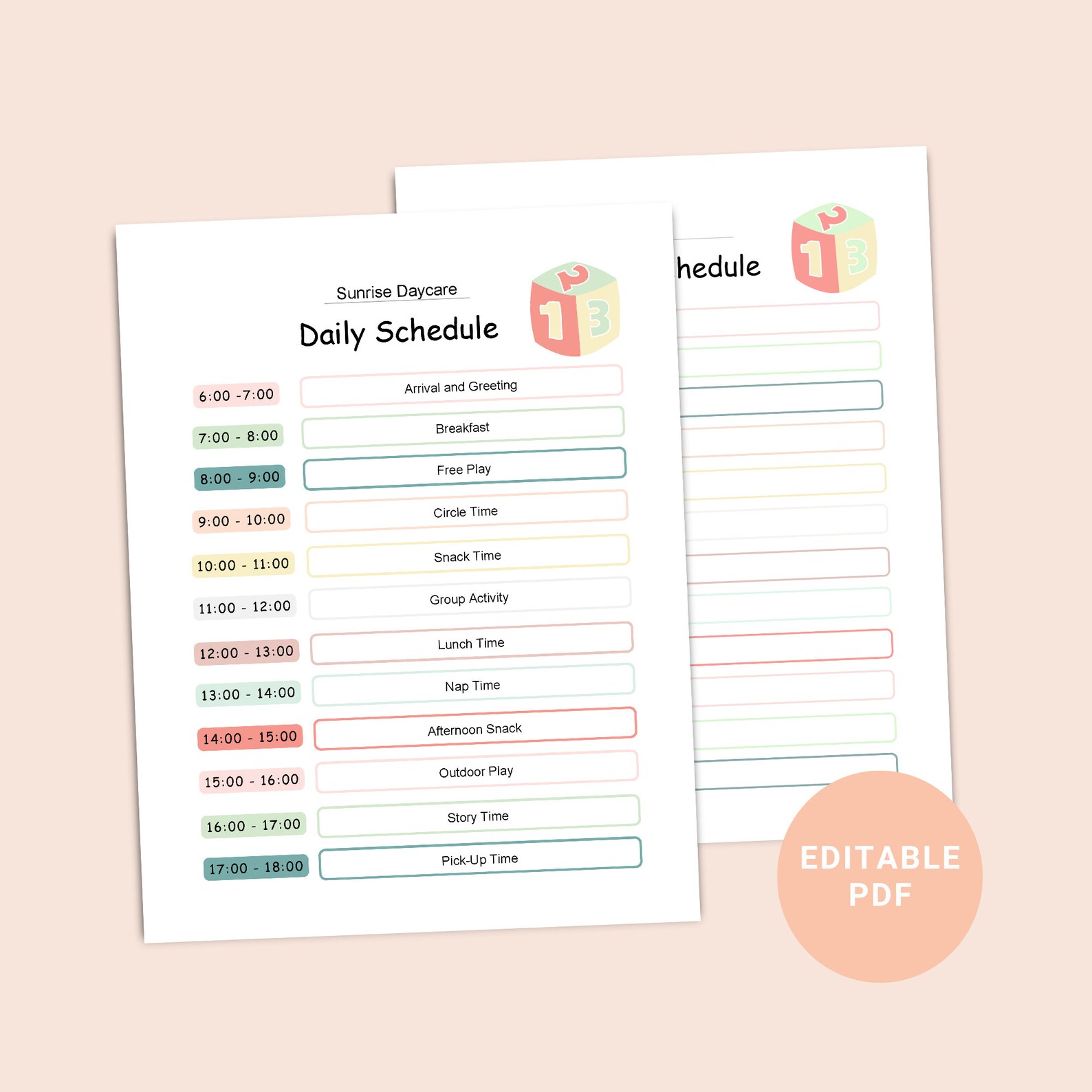 EDITABLE Daycare Planner Daily Schedule Daycare Routine - Etsy