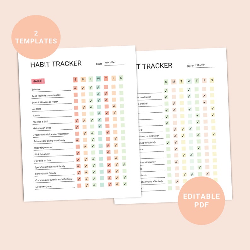 Printable Weekly Habit Tracker: Editable Routine List (letter & A4) - Etsy