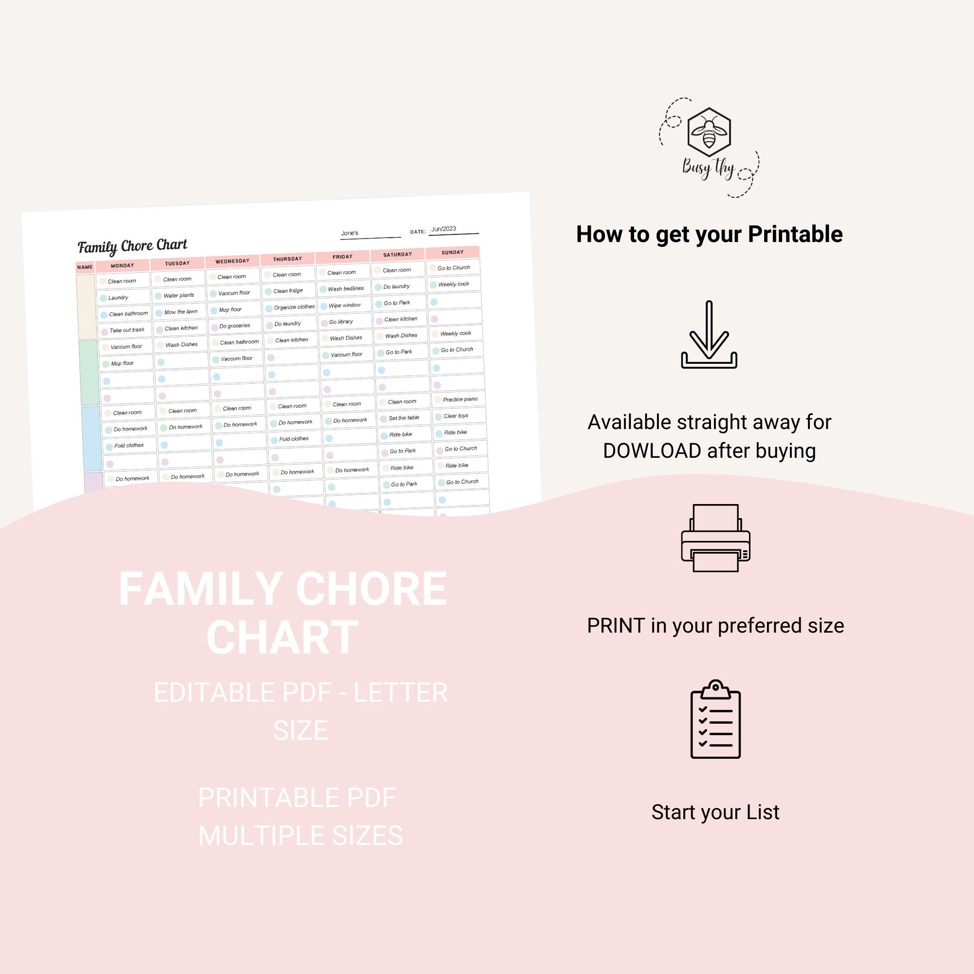 EDITABLE Family Chore Chart Printable Family Chore Chart - Etsy Canada