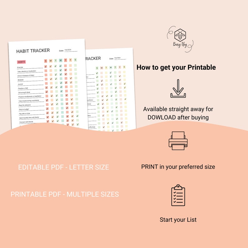 Printable Weekly Habit Tracker: Editable Routine List (letter & A4) - Etsy