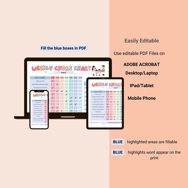 Kids Weekly Chore Chart: Family Routine Organizer (printable PDF) - Etsy