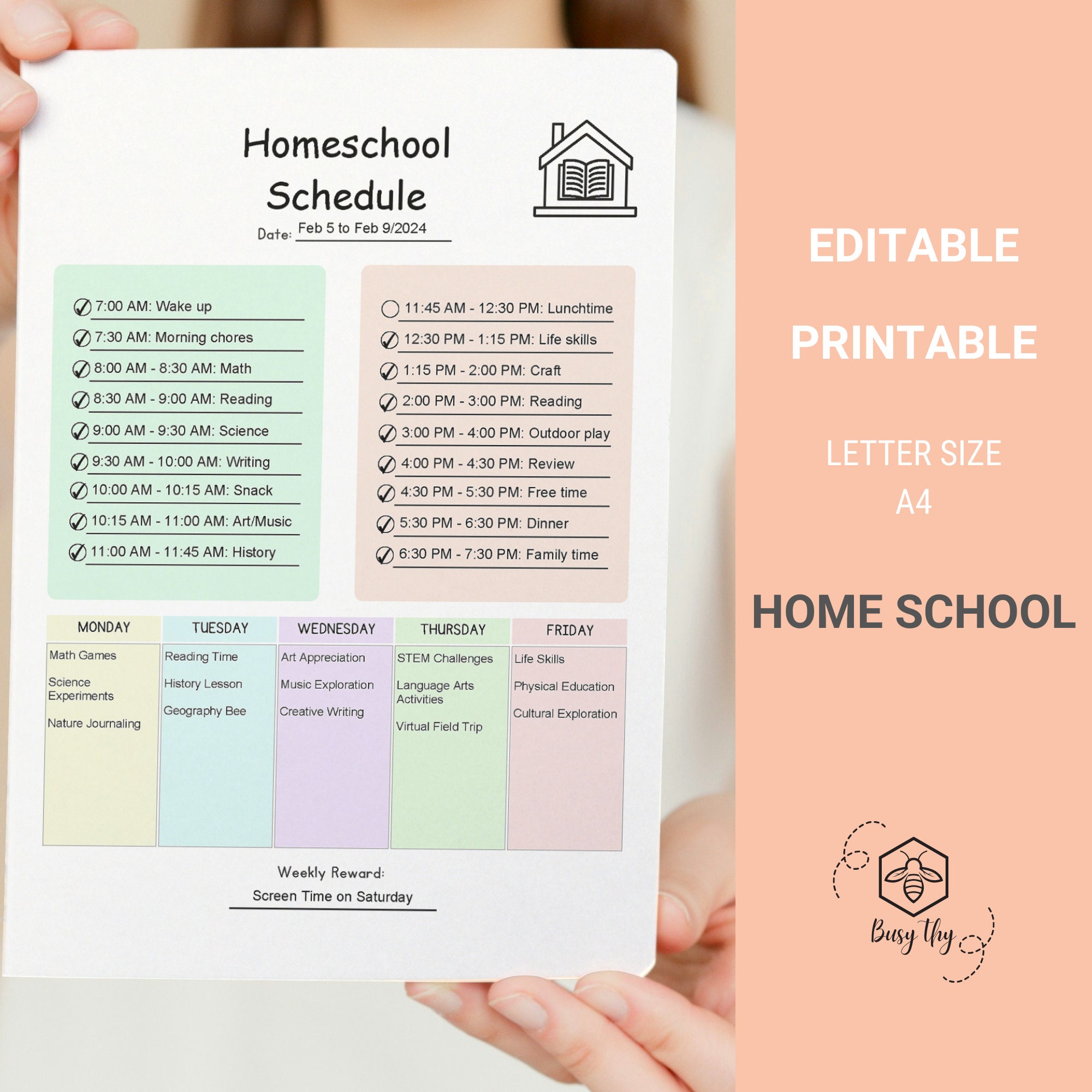 EDITABLE Homeschool Planner, Printable Daily Schedule, Organize Your ...