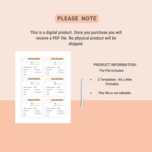 Printable Bring Note From Teacher to Parents for Daycare, Bring Note ...
