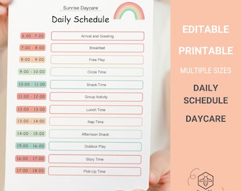 EDITABLE Daycare Planner, Daily Schedule, Daycare Routine, Home Daycare ...