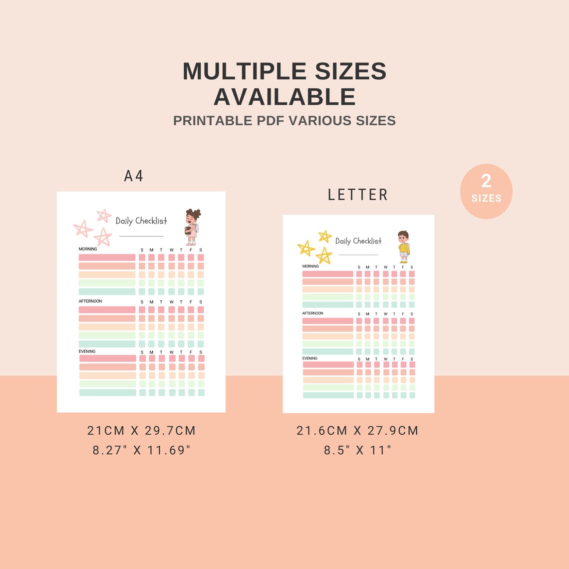 EDITABLE Kids Daily School Checklist Schedule Printable, Chore Chart ...