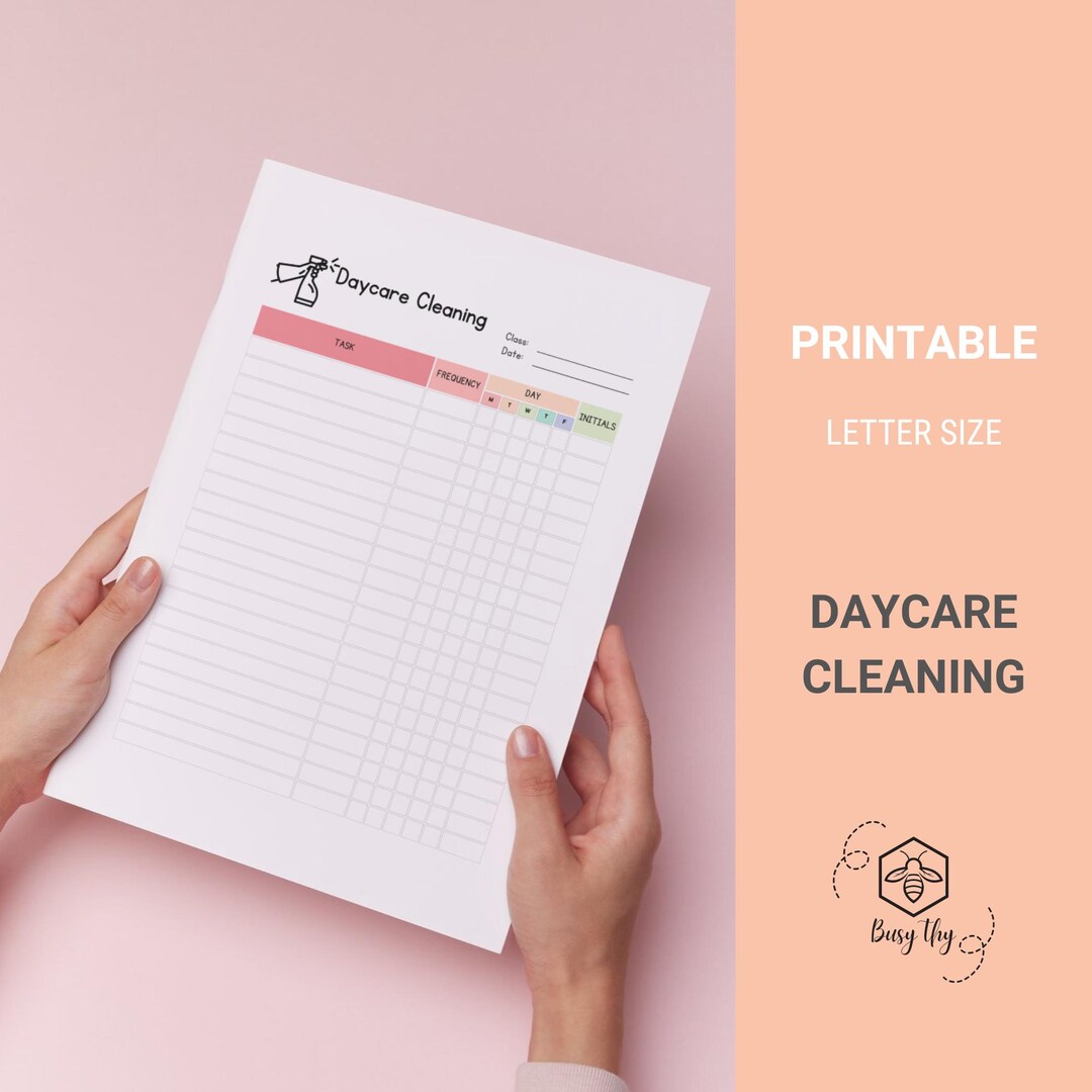 PRINTABLE Daycare Cleaning Schedule, Daycare Printable, Cleaning ...