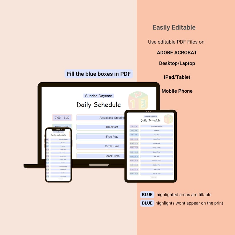 EDITABLE Daycare Planner, Daily Schedule, Daycare Routine, Home Daycare ...