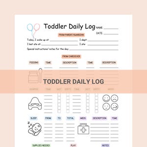 EDITABLE Baby Daily Log, Daily Toddler Log Printable, Toddler Daily ...
