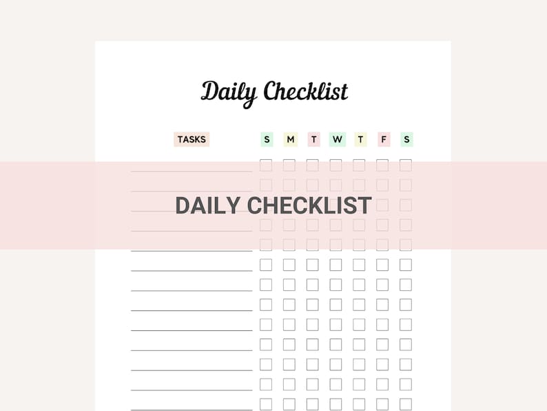 EDITABLE Daily Checklist Weekly Checklist Daily Task Weekly - Etsy Canada