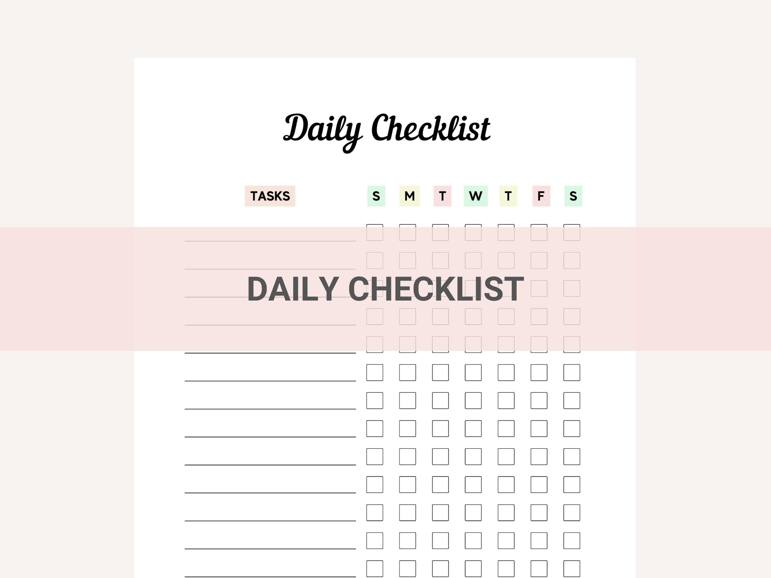 EDITABLE Daily Checklist Weekly Checklist Daily Task Weekly - Etsy Canada