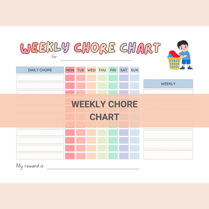 Kids Weekly Chore Chart: Family Routine Organizer (printable PDF) - Etsy