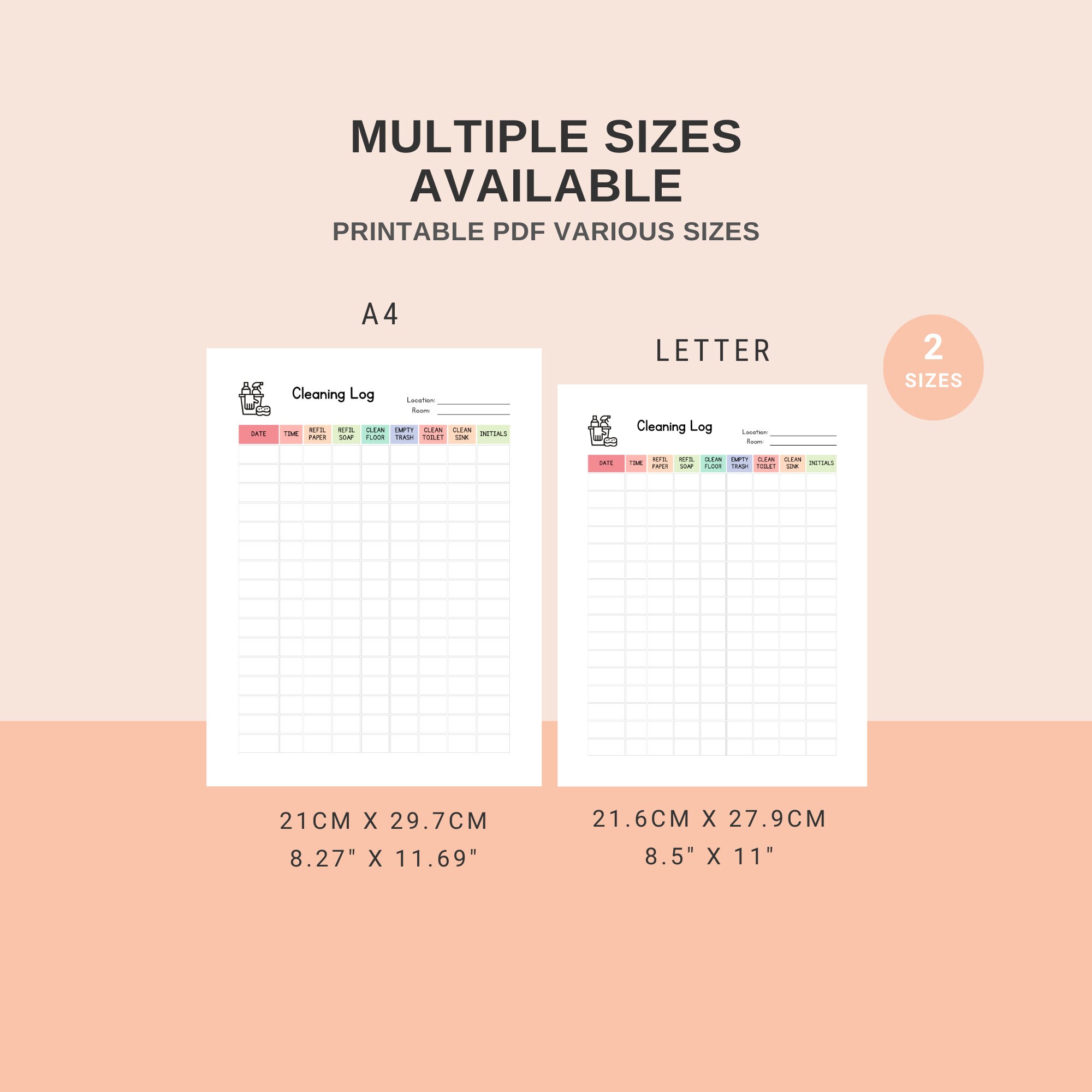 EDITABLE Restroom Cleaning Log Printable, Printable Cleaning Log for ...