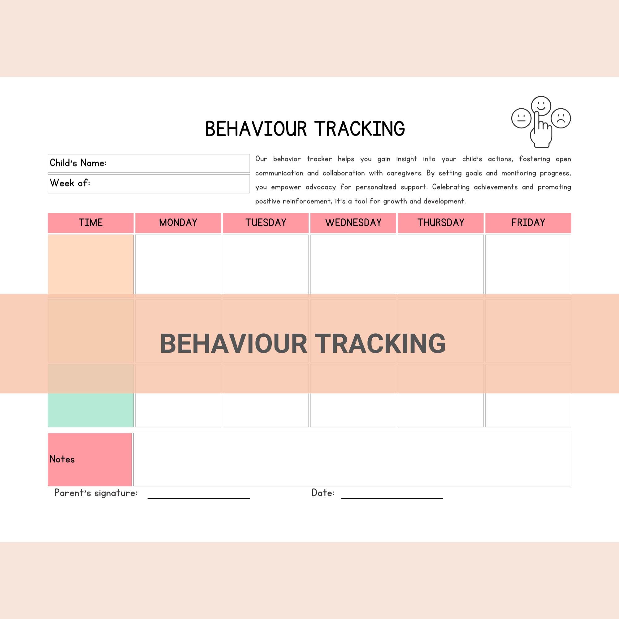 PRINTABLE Behavior Tracking, Child Behavior Chart, Preschool Printable ...
