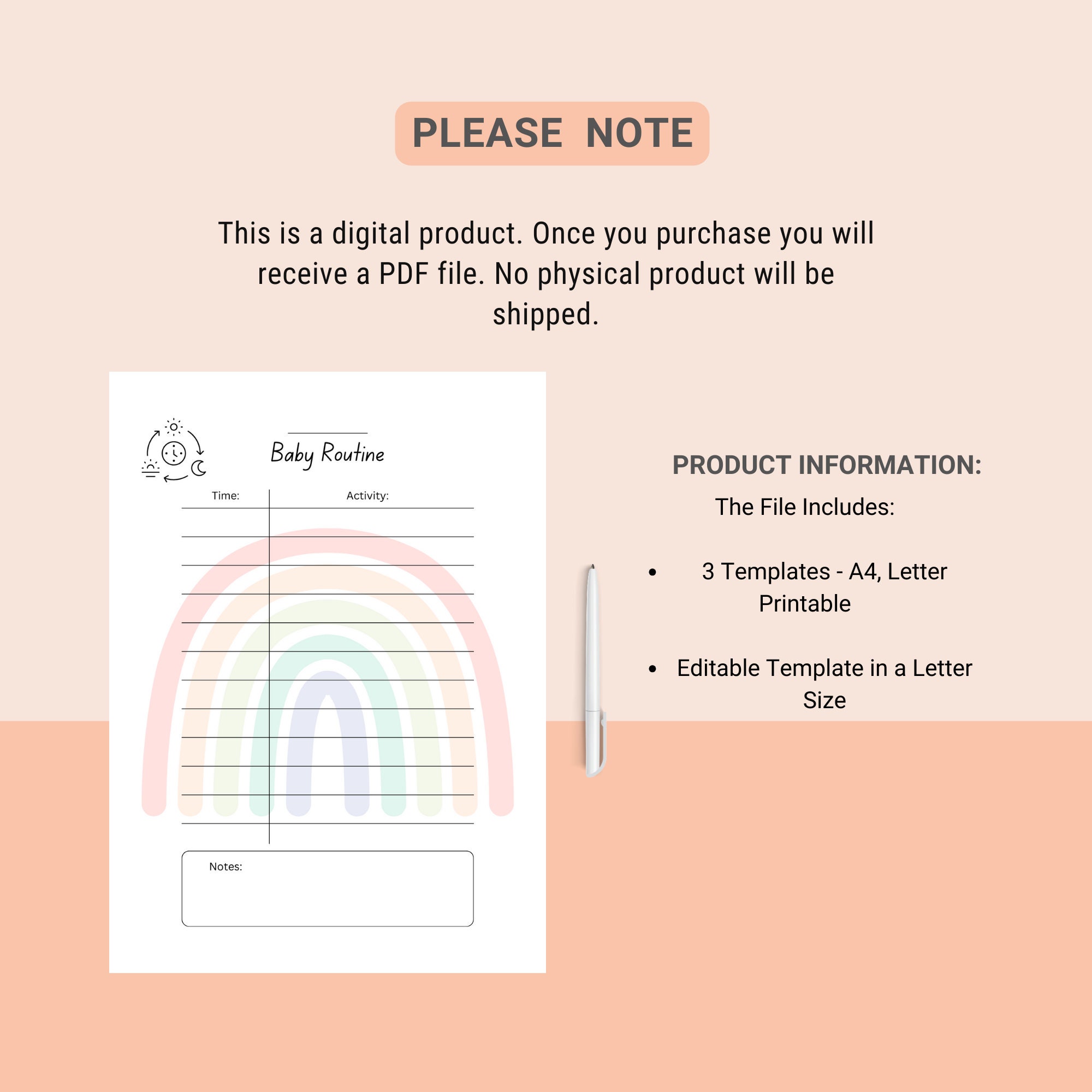 Editable Baby Schedule Template: Printable Infant Routine (PDF) - Etsy
