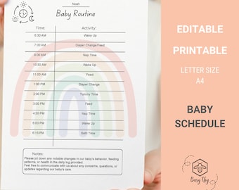 Editable Baby Schedule Template: Printable Infant Routine (PDF) - Etsy