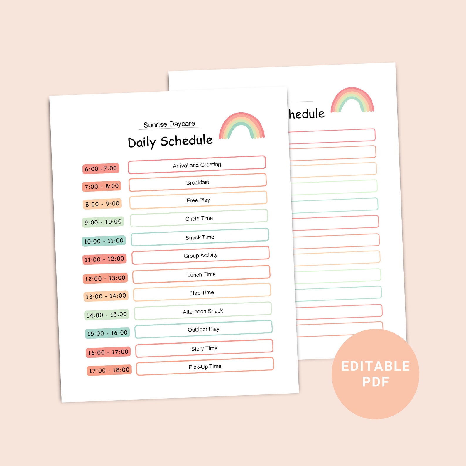 Editable Daycare Daily Schedule Planner (PDF Print) - Etsy