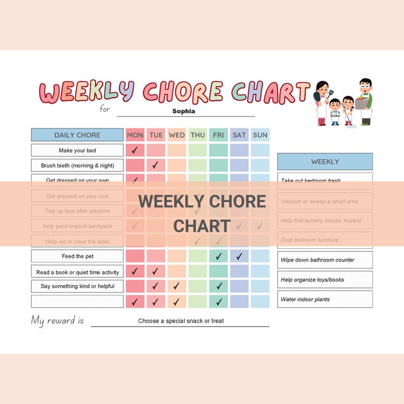 Kids Weekly Chore Chart: Family Routine Organizer (printable PDF) - Etsy