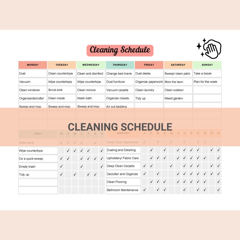 EDITABLE Cleaning Schedule, Customizable Cleaning Planner, Editable ...
