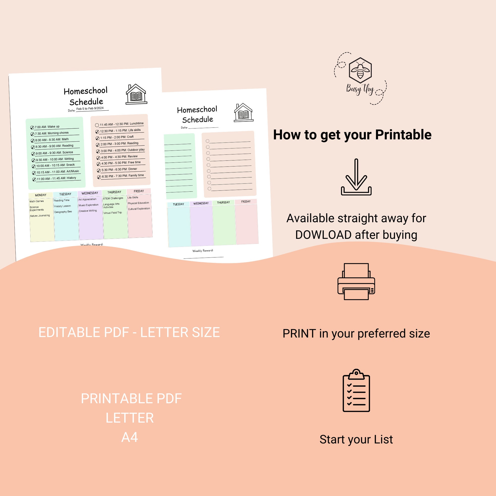 EDITABLE Homeschool Planner, Printable Daily Schedule, Organize Your ...