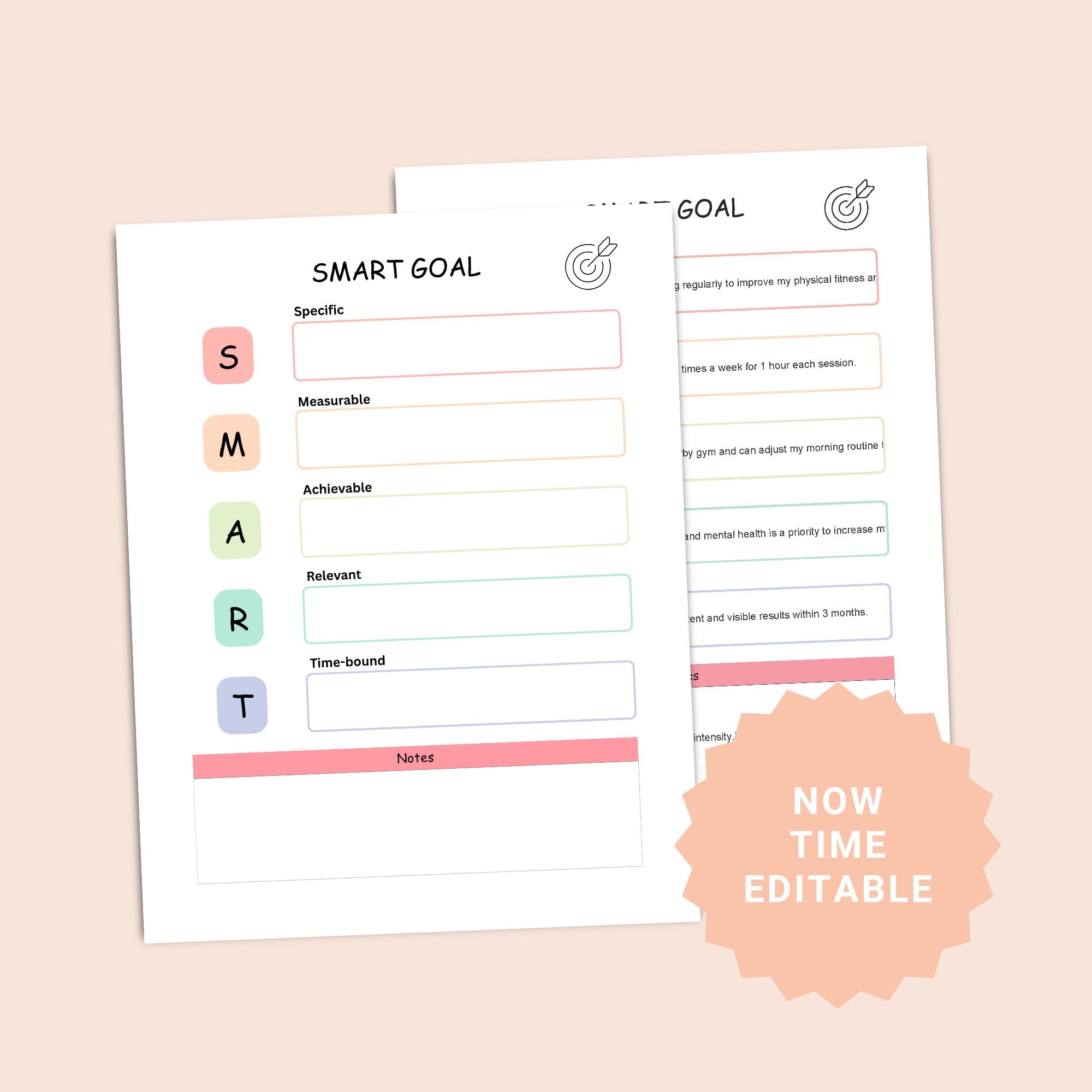 SMART Goal Setting Worksheet: Printable Goal Planner (US Letter PDF) - Etsy