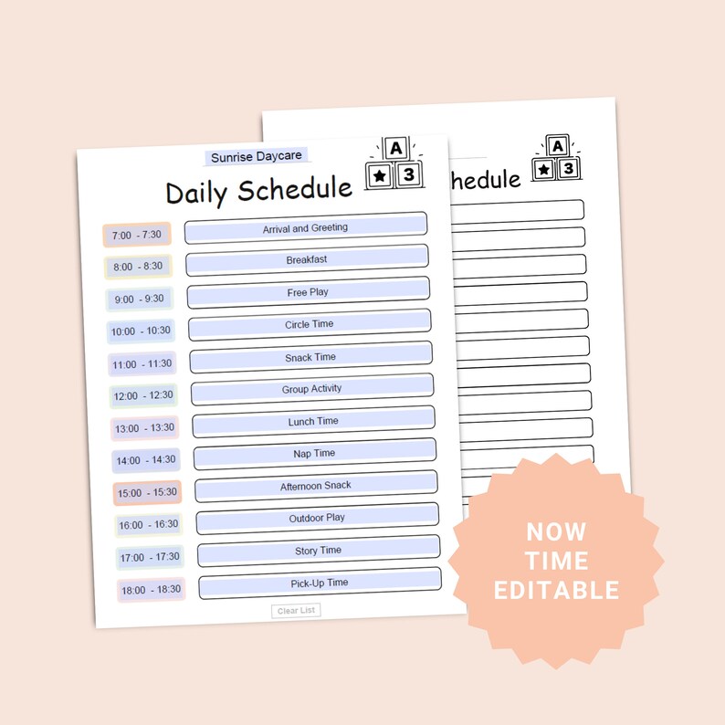 EDITABLE Daycare Planner, Daily Schedule, Daycare Routine, Home Daycare ...
