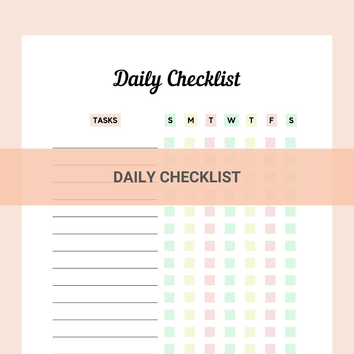 EDITABLE Daily Checklist, Weekly Checklist, Daily Task, Weekly to Do ...