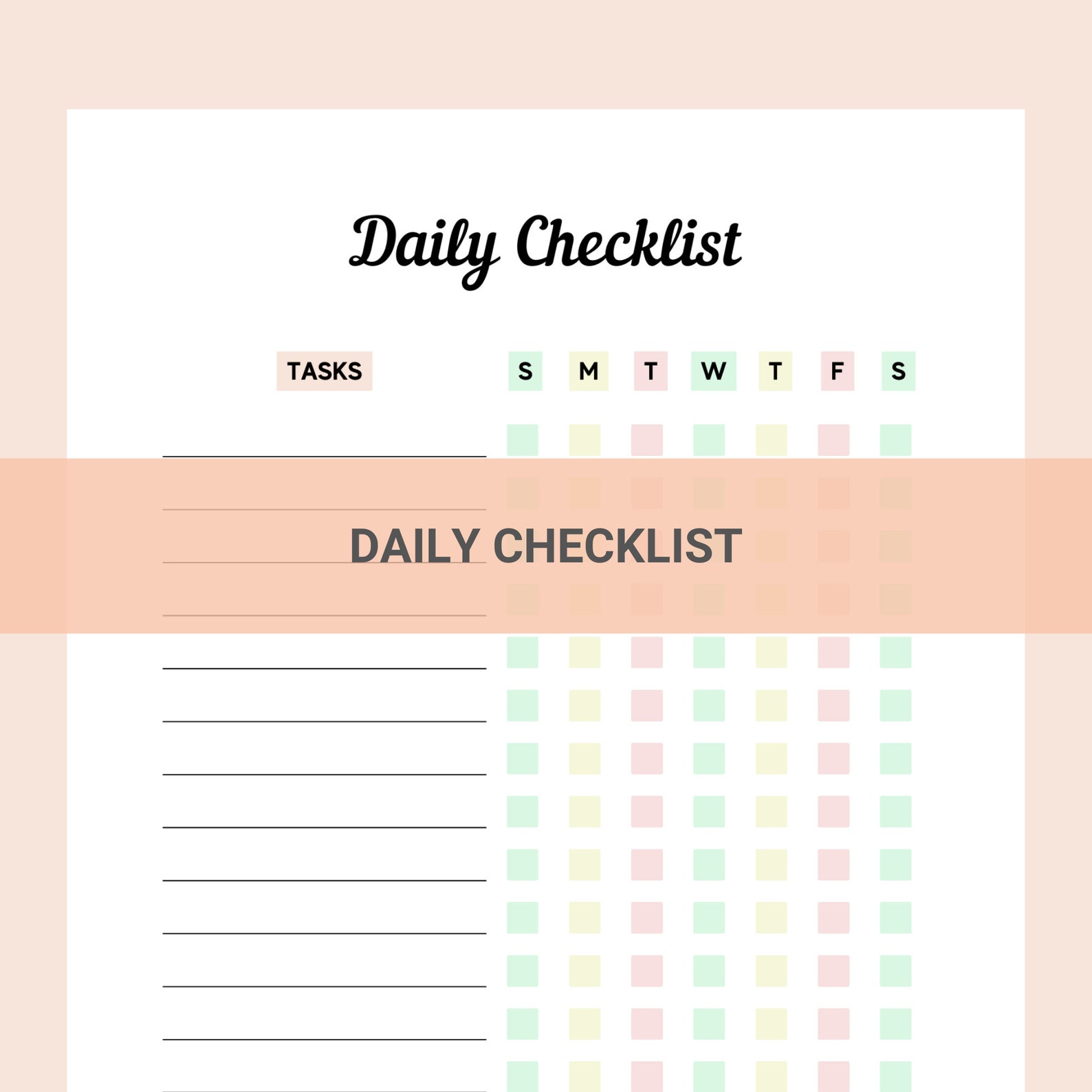 EDITABLE Daily Checklist, Weekly Checklist, Daily Task, Weekly to Do ...